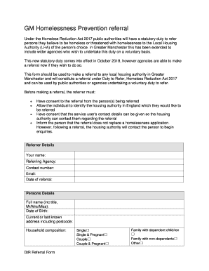 Fillable Online GM Homelessness Prevention referral - Stockport Homes ...
