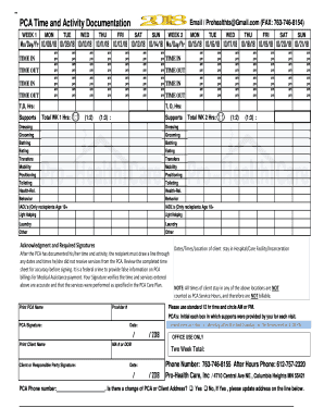 Fillable Online PCA Time Sheet New-Ahmed .xlsx Fax Email Print - pdfFiller