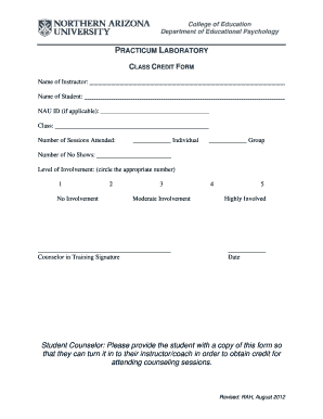 Fillable Online Class Credit Form - nau.edu Fax Email Print - pdfFiller