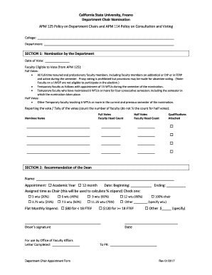 Fillable Online Department Chair Nomination Fax Email Print - pdfFiller