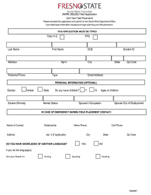 Fillable Online Tittle IV-E PPS Last Name First Name DOB Student ID ...