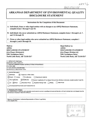 Fillable Online ADEQ Disclosure Statement :: Arkansas - Free Legal ...