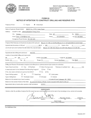 Fillable Online FORM 2A NOTICE OF INTENTION TO CONSTRUCT DRILLING AND ...