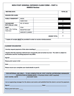 Fillable Online TRAVEL EXPENSES AND SUBSISTENCE CLAIM FORM Fax Email ...