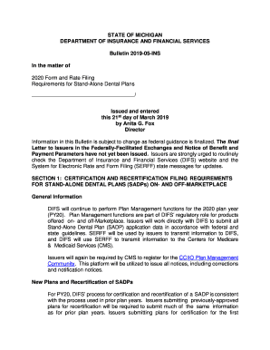 Fillable Online 2020 Form and Rate Filing Fax Email Print - pdfFiller