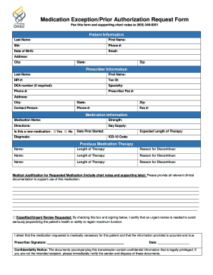 Fillable Online Medication Exception/Prior Authorization Request Form Fax Email Print - pdfFiller