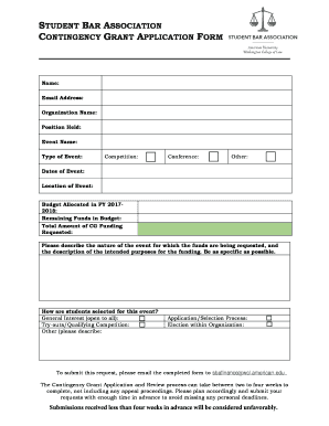 Fillable Online CONTINGENCY GRANT APPLICATION FORM Fax Email Print ...