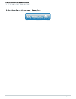 Fillable Online Sales Handover Document Template. Sales Handover ...