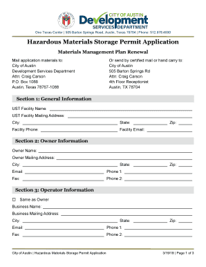 Fillable Online Hazardous Materials Storage Permit Application ...