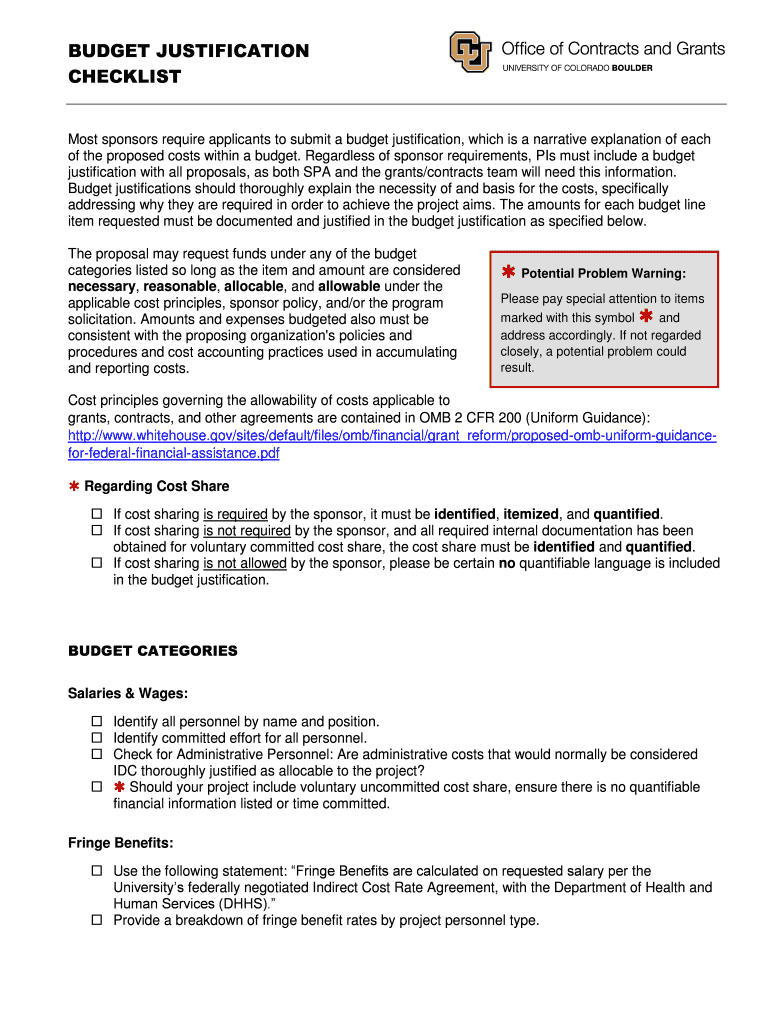 Fillable Online Sample Budget Justification The purpose of a budget ...