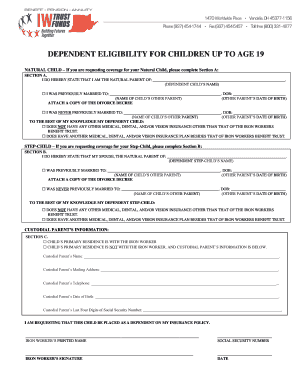 Fillable Online Dependent Child Eligibility Form Fax Email Print ...
