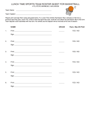 Fillable Online basketball roster sheet copy.pages Fax Email Print ...