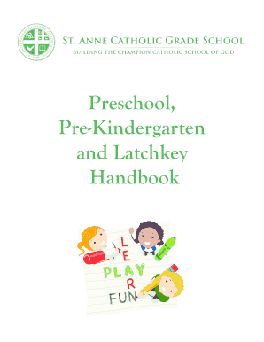 Fillable Online Preschool, Pre-Kindergarten and Latchkey Handbook Fax ...