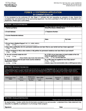 Fillable Online ifso ucsd FORM B: J-1 EXTENSION APPLICATION - ifso.ucsd ...