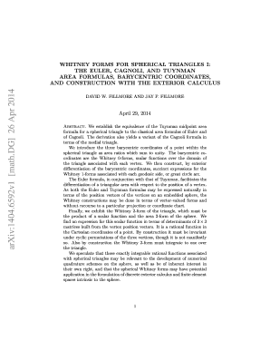 Fillable Online WHITNEY FORMS FOR SPHERICAL TRIANGLES I: AREA Fax Email ...