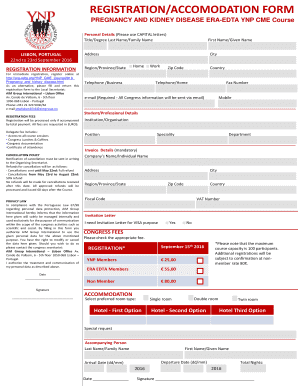 Fillable Online REGISTRATION/ACCOMODATION FORM - Era-Edta Fax Email Print - pdfFiller
