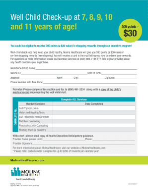 Fillable Online Well Child Check-up at 7, 8, 9, 10 Fax Email Print ...