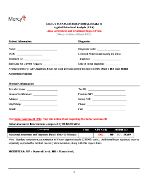 Fillable Online Mercy Anthem Alliance EPO ABA Request Form - Mercy ...