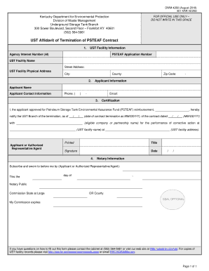 Fillable Online eec ky UST Affidavit of Termination of PSTEAF Contract ...