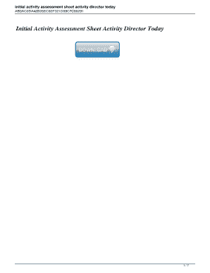 Fillable Online Initial Activity Assessment Sheet Activity Director ...