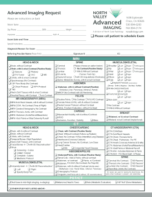 Fillable Online Advanced Imaging Request NORTH VALLEY A I ...