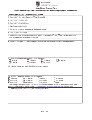 Fillable Online busfin uga New Pcard Request Form Final 7 21 17 Fax Email Print - pdfFiller