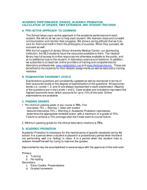 Fillable Online ACADEMIC PERFORMANCE, GRADES, ACADEMIC PROBATION, Fax ...