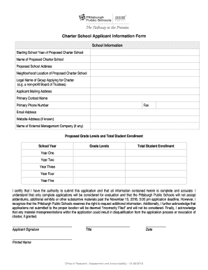 Fillable Online Charter School Applicant Information Form Fax Email ...