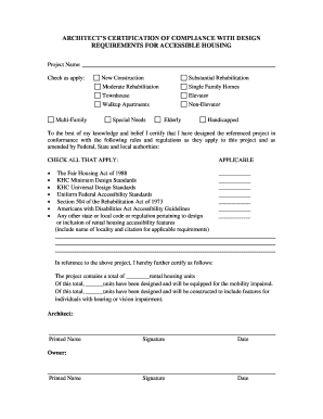 Fillable Online ARCHITECTS CERTIFICATION OF COMPLIANCE WITH DESIGN Fax ...
