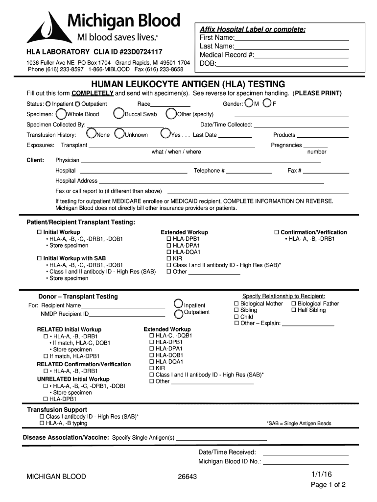 Fillable Online Affix Hospital Label or complete: Fax Email Print ...