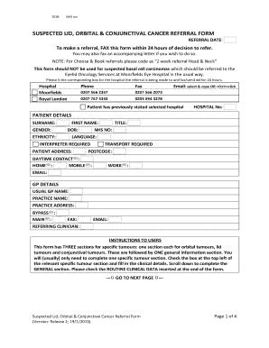 Fillable Online Ophthalmology 2 Week Referral Form - London Cancer Fax ...