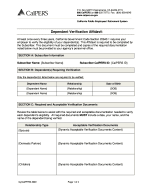 Fillable Online CSU Employee Dependent Verification Affidavit ...