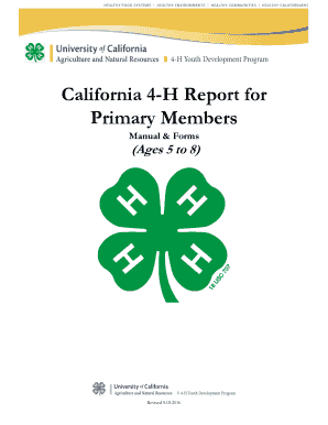 Fillable Online cesanbenito ucanr California 4-H Report for Primary ...