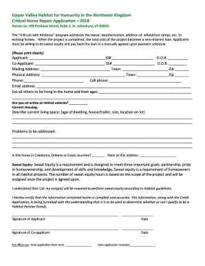 Fillable Online 2018 Critical Home Repair Application - Northeast ...