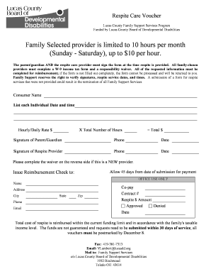 Fillable Online Respite Care Voucher Fax Email Print - pdfFiller