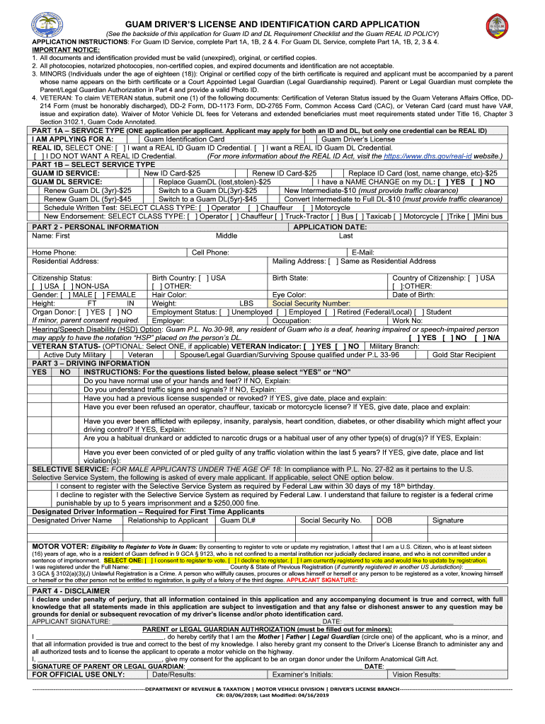 Fillable Online Rev & Tax implements Real ID Act requirementsGuam News ...