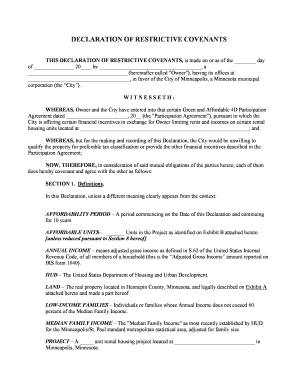 Fillable Online THIS DECLARATION OF RESTRICTIVE COVENANTS, is made on ...