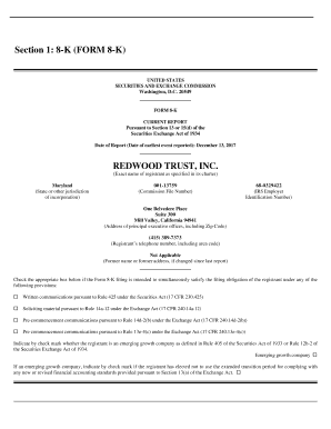 Fillable Online Section 1: 8-K (FORM 8-K) - Redwood Trust Fax Email ...