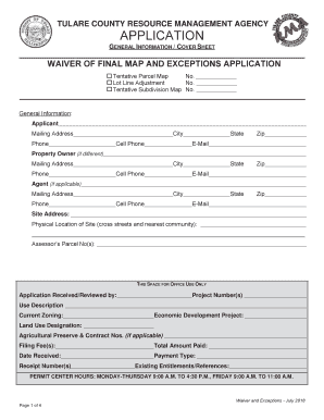 Fillable Online WAIVER OF FINAL MAP AND EXCEPTIONS APPLICATION Fax ...