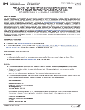 Fillable Online APPLICATION FOR REGISTRATION ON THE INDIAN Fax Email ...