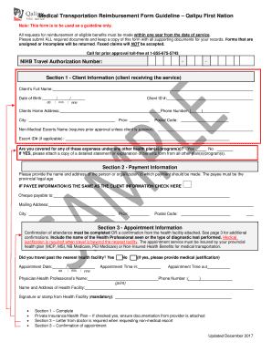 Fillable Online Medical Transportation Reimbursement Form Guideline ...