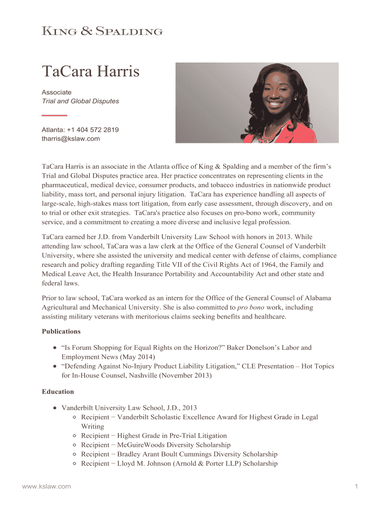 Fillable Online National Black Lawyers Names TaCara Harris to its Top ...