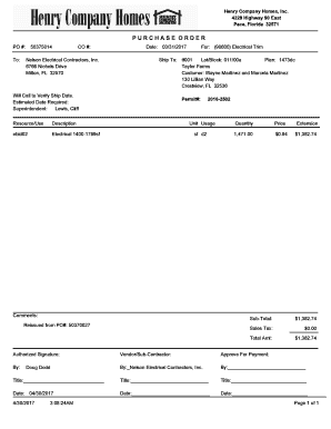 Fillable Online PO - vendors.henrycompanyhomes.com Fax Email Print ...