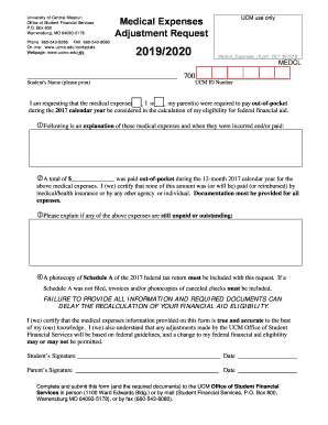 Fillable Online Medical Expenses Adjustment Request - ucmo.edu Fax ...