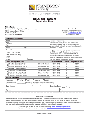 Fillable Online RCOE CTI Retroactive Registration Form Fax Email Print ...