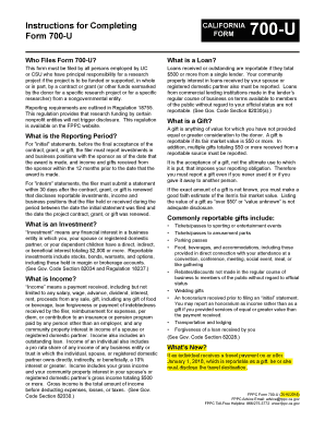 Fillable Online Instructions for Completing CALIFORNIA FORM 700-U Form ...