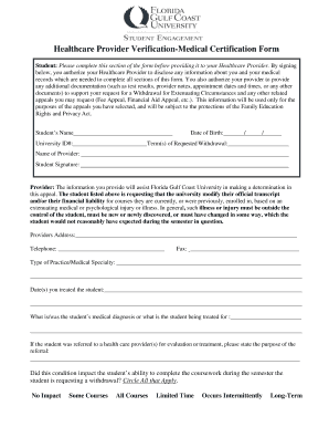 Fillable Online Healthcare Provider Verification-Medical Certification ...