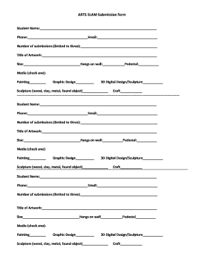 Fillable Online Student art submission form Fax Email Print - pdfFiller