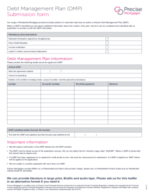 Fillable Online pdf precisemortgages co Debt Management Plan (DMP ...