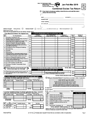 Fillable Online dor wa Jan-Feb-Mar 2019 Combined Excise Tax Return Fax ...